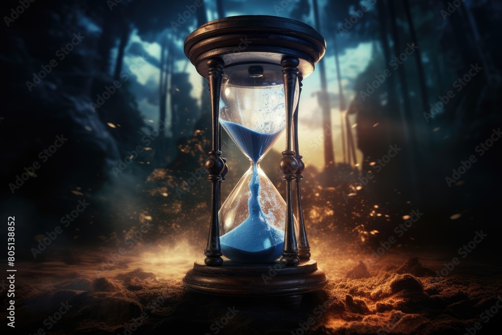Wizard's Hourglass Countdown: A wizard's hourglass suspended in mid-air ...