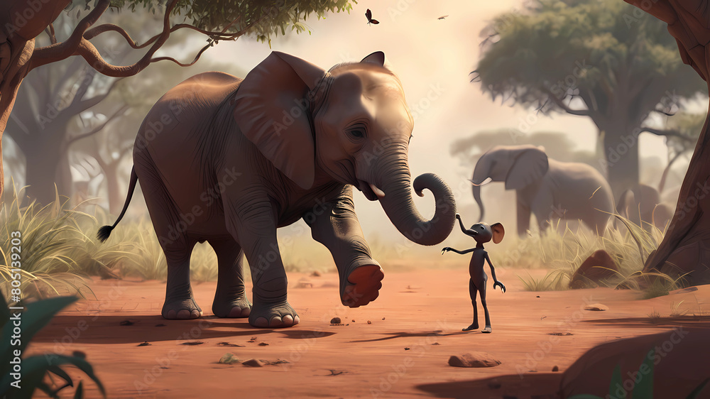"Ant and the Elephant: A Tale of Unlikely Friendship" Once upon a time ...