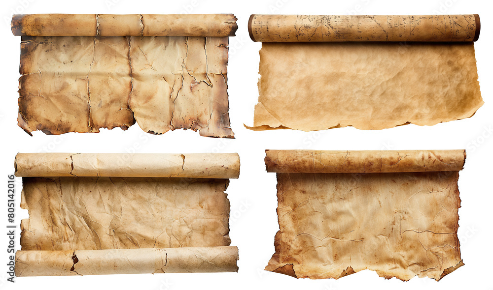 Set of ancient parchment scrolls, cut out Stock Photo | Adobe Stock