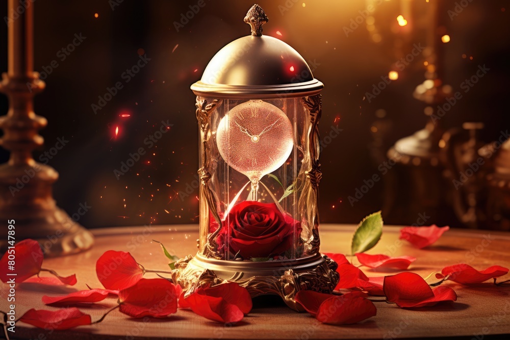 Enchanted Rose Countdown: A magical rose with petals falling to mark ...