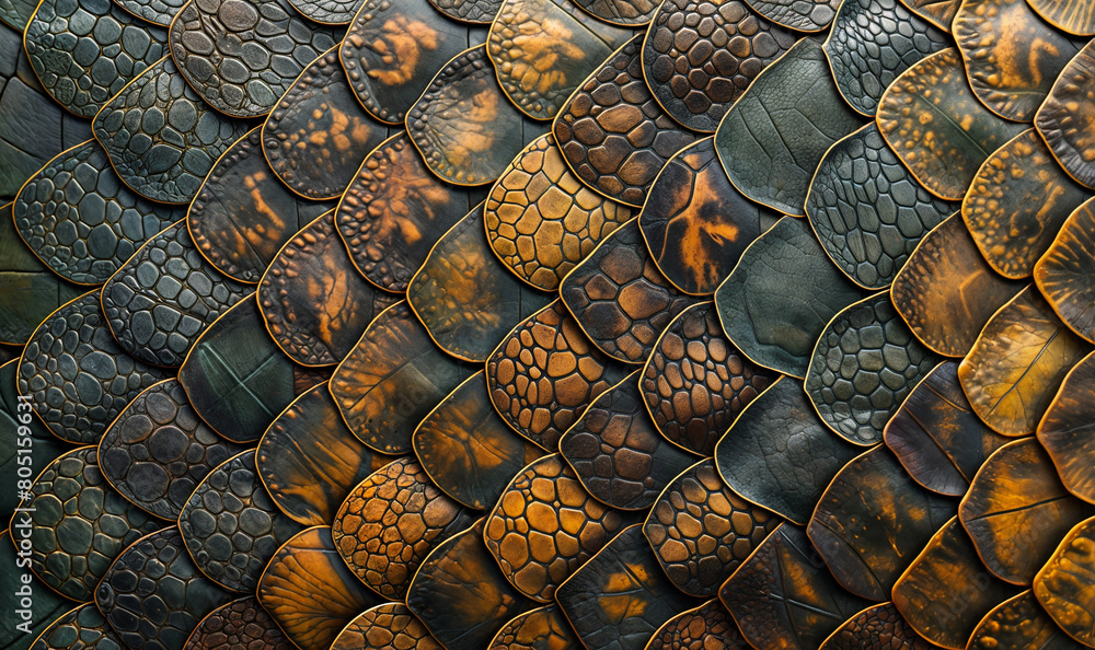 close up pattern of scales or leather patches or dragon scales Stock ...