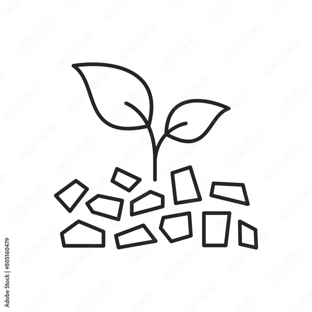 Mulch linear icon. Layer of material applied to the surface of soil ...