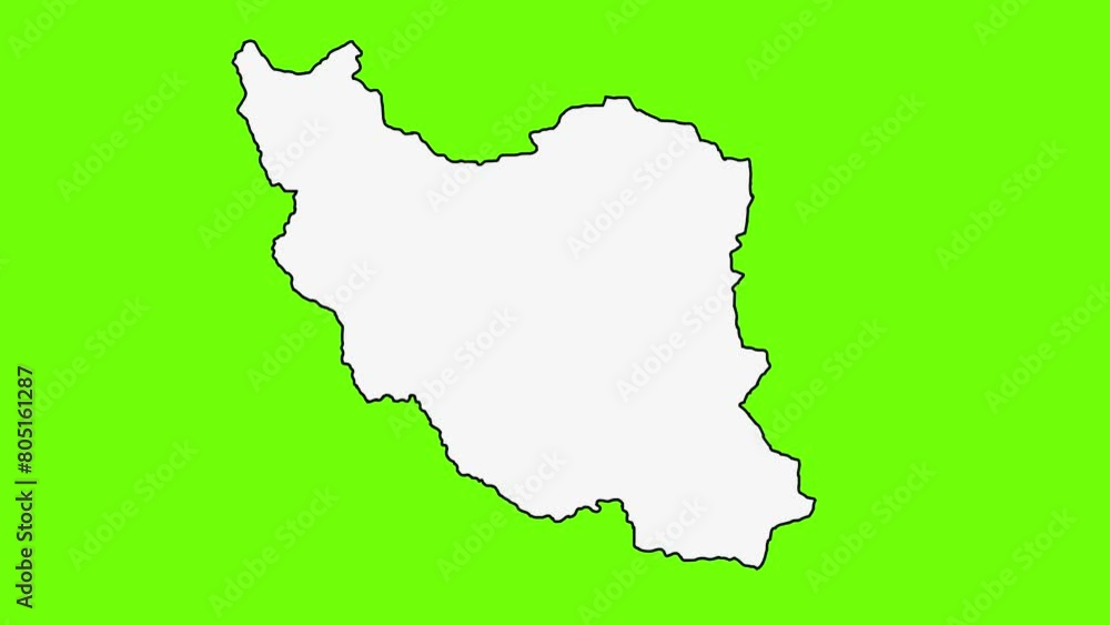 Vidéo Stock Iran map simple black line art 2d animation on green screen ...