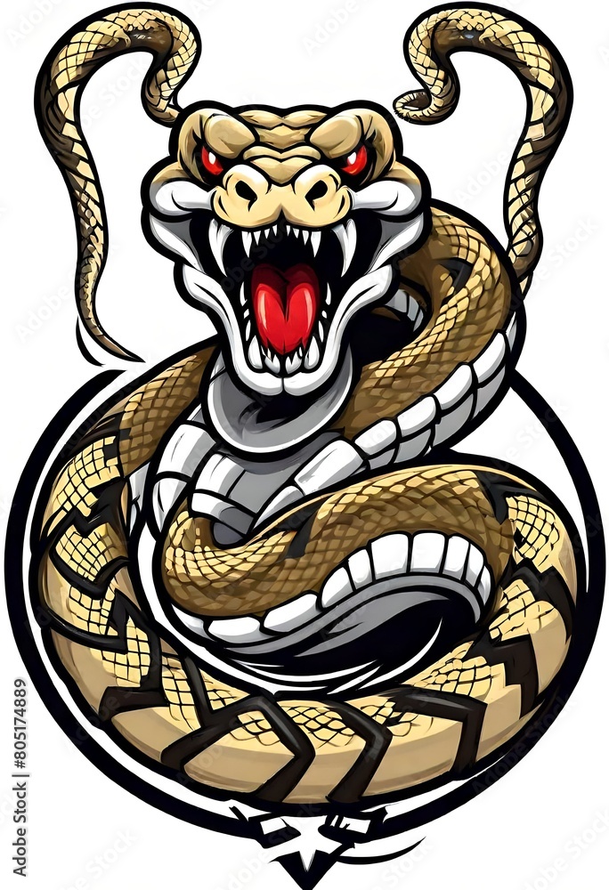 a cartoon angry rattlesnake rattle snake mascot suitable as a sports ...