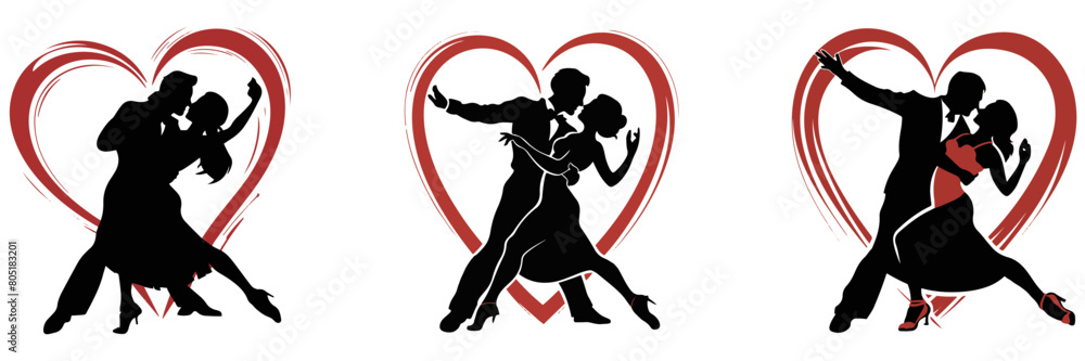 People dancing ballroom rumba collection, couples dancing set ...