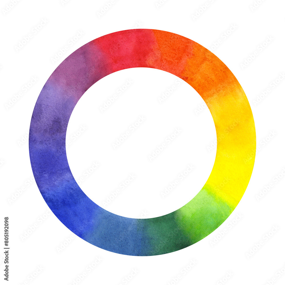 Itten`s color wheel, multicolor circle spectrum CMYK palette. Rainbow ...