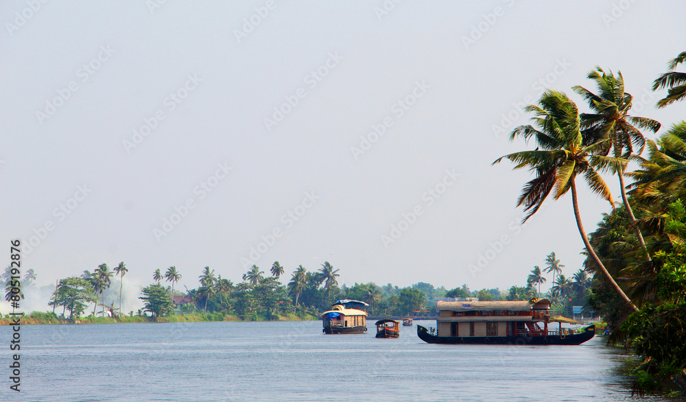 Houseboats in backwaters, Alleppey Alappuzha, Kerala, India. Houseboat ...