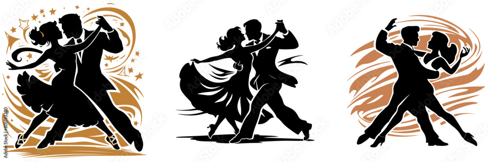 silhouette ballroom rumba collection, Couples dance in different ...