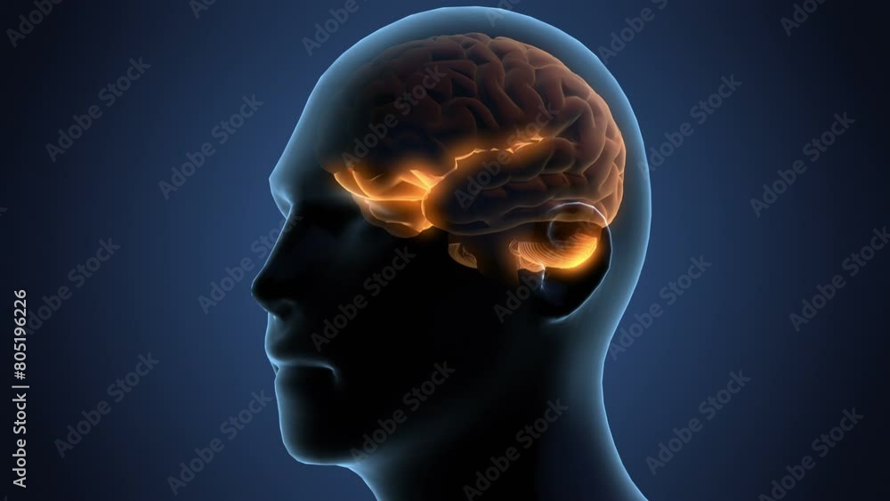 Human Torso And Head With Visible Brain 3D Animation X Ray Of Human ...