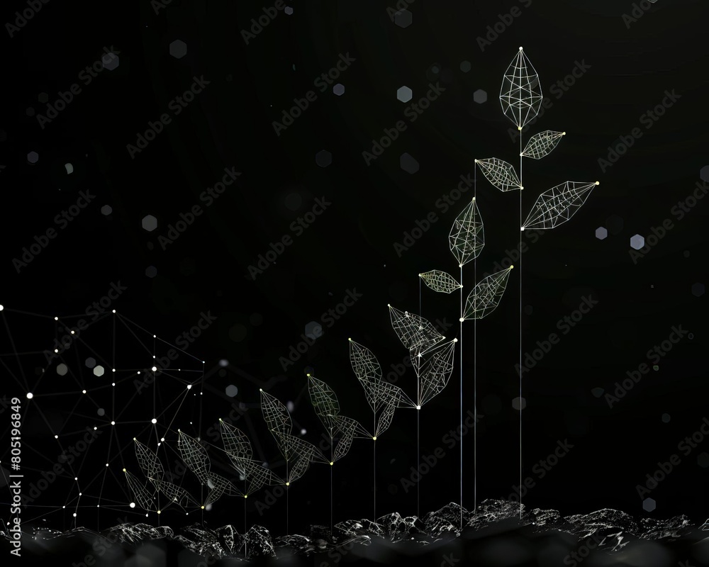 Produce a low-poly animation of a plant growing from seed to flower ...