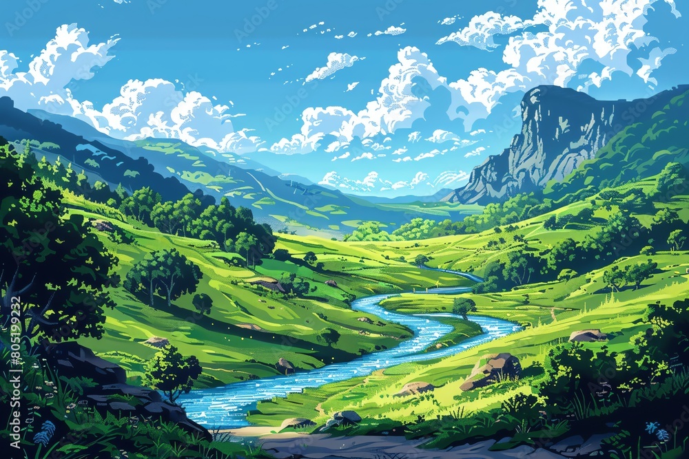 Transform a serene landscape scene into a digital masterpiece using ...