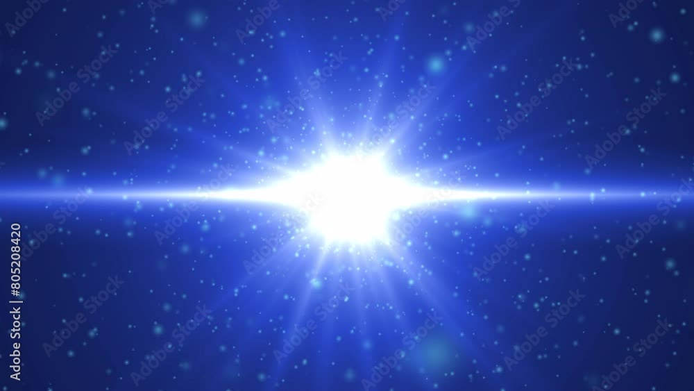 The Big Bang. Abstract rotating blue center optical lens flares shiny ...