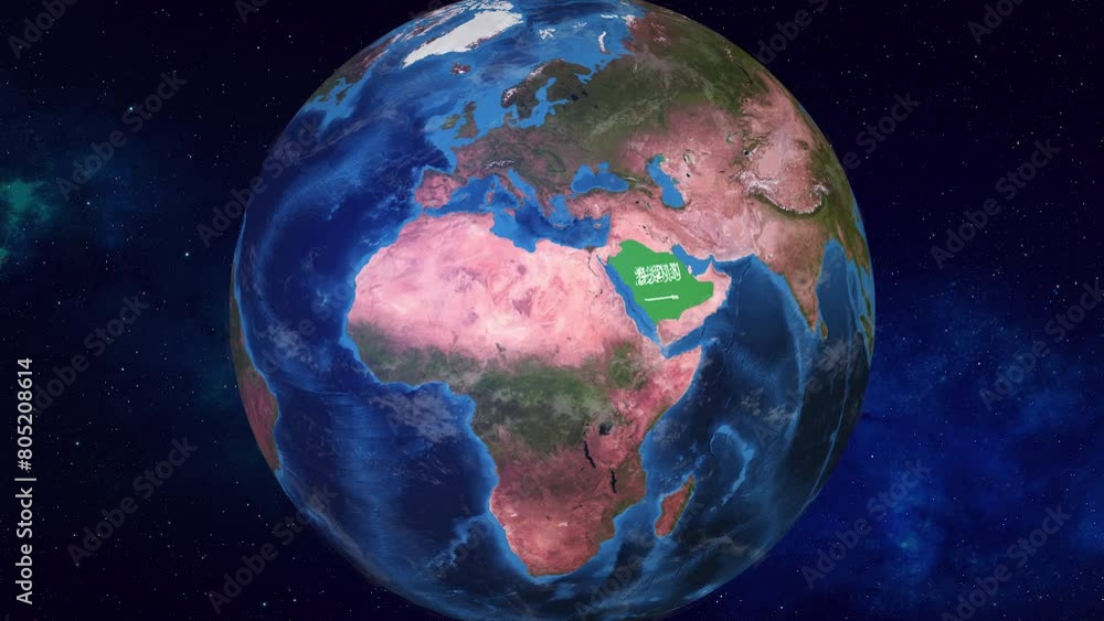 Saudi Arabia: 4K Animation of Earth Zooming into Saudi Arabia with its ...