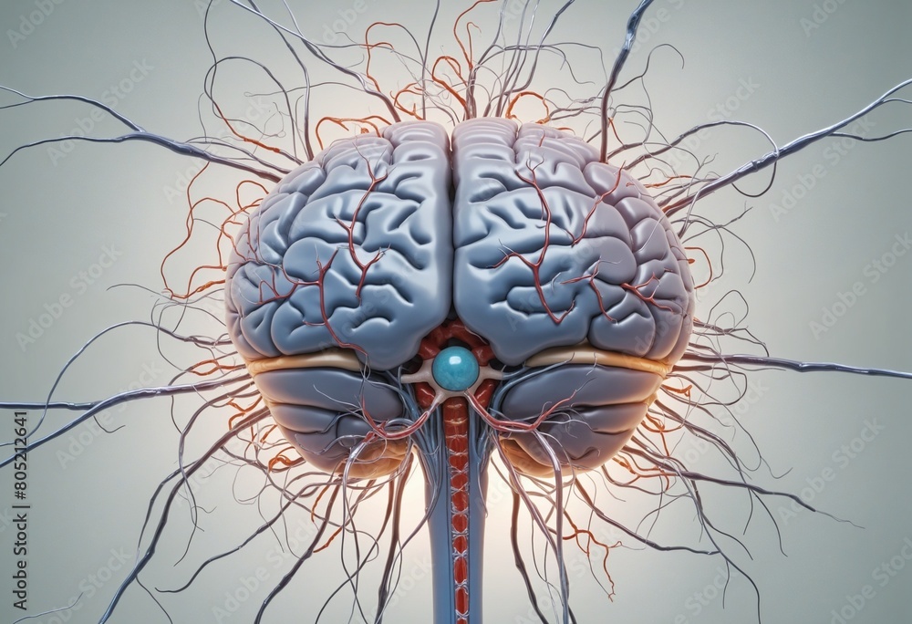 Human brain anatomy with Neurons, brain cells, neural network Synaptic ...