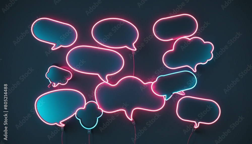3d rendering of neon speech bubbles with a cross on a blue background Stock Illustration | Adobe ...
