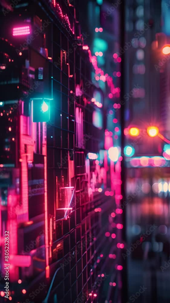 Vibrant neon lights vividly illuminate stock market graphs, depicting ...