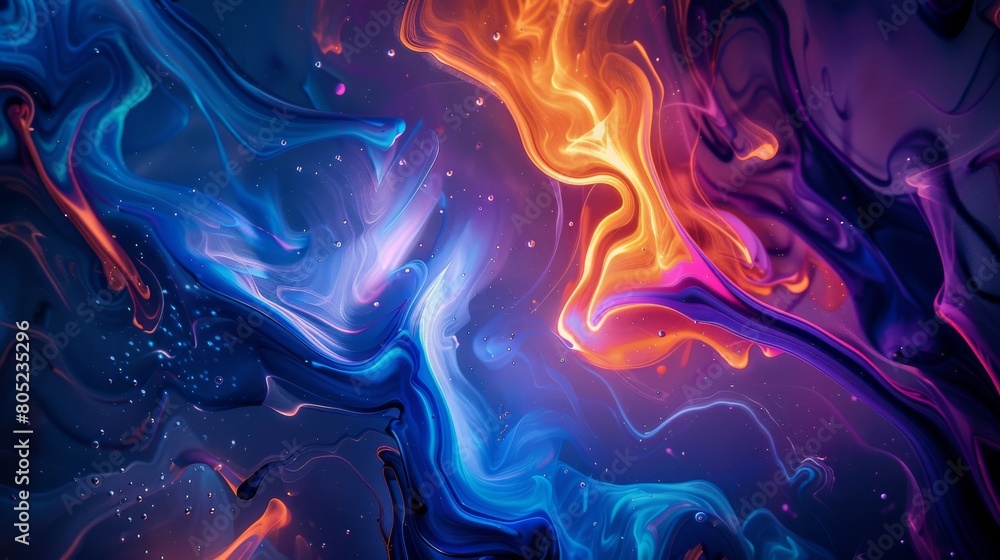 This eye-catching image features a dynamic and colorful liquid flow ...