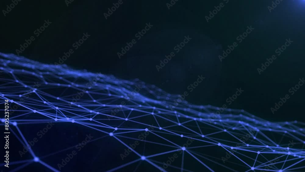 Blue plexus spinning space particle form, futuristic neon graphic ...