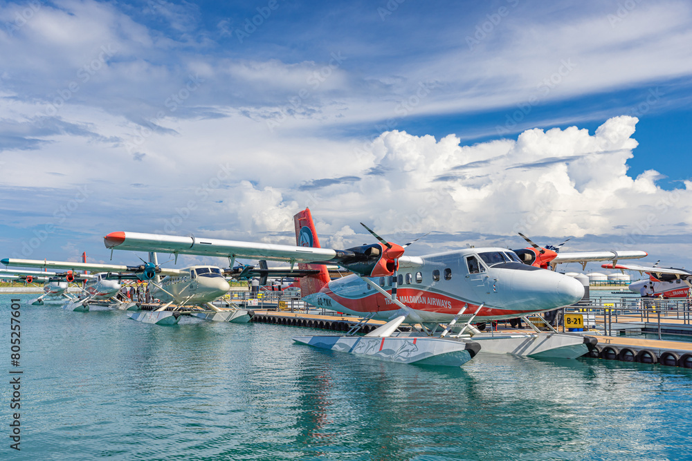 TransMaldivian Airways Twin Otter seaplanes at Male airport (MLE) in ...