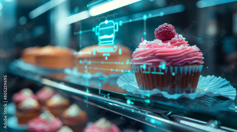 A beautifully crafted cupcake with pink frosting and a raspberry ...