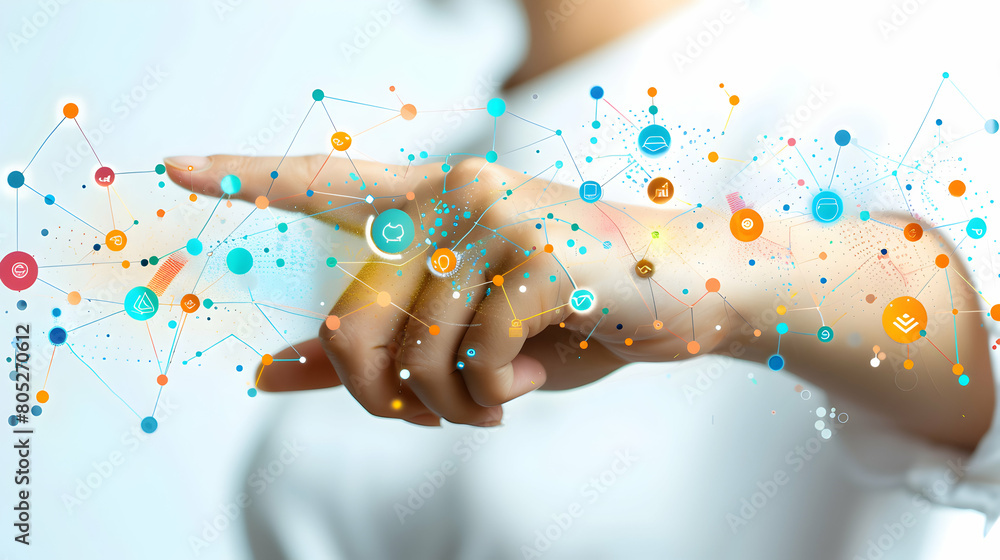 Innovative Investments: A Hand Pointing to Financial Growth Chart with ...