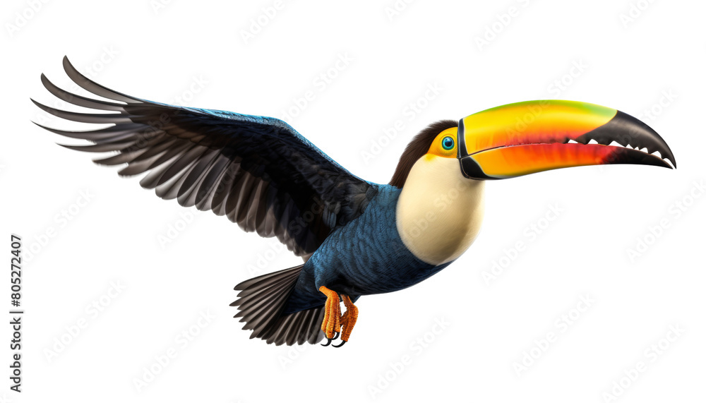 toucan in flight isolated on transparent background cutout Stock Photo ...
