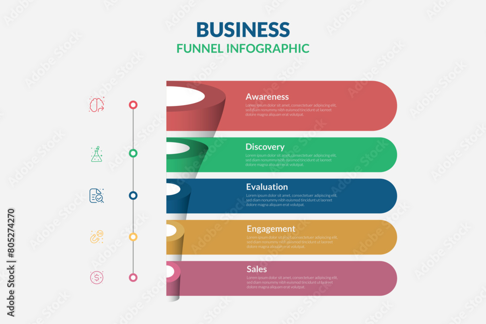 Infographic Sales funnel diagram template for business. Modern Timeline ...