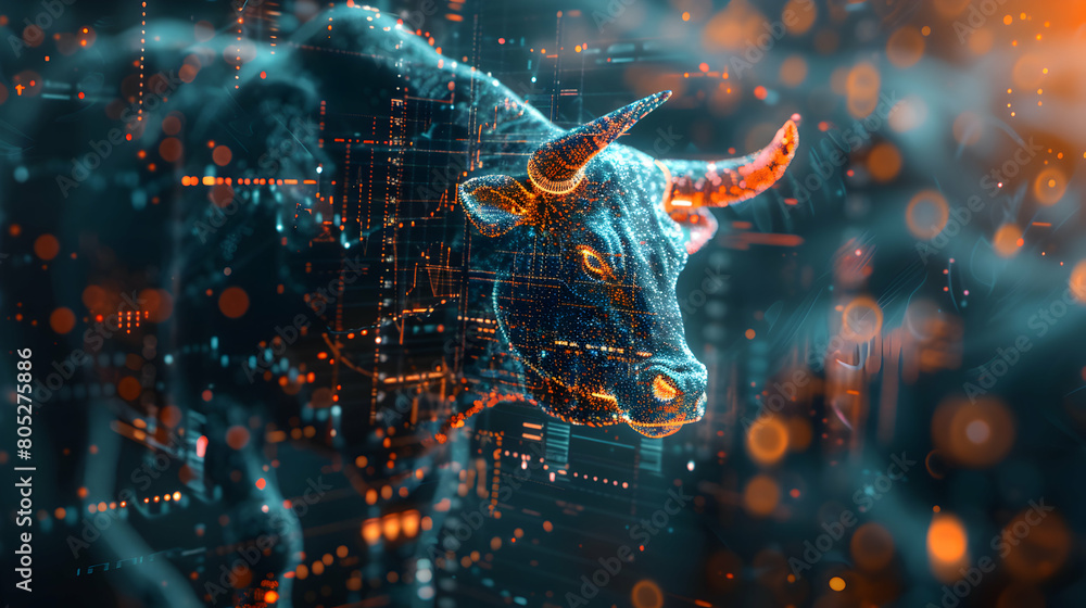 Strong Market Upturn: Bull Market Burst and Financial Chart with Growth ...