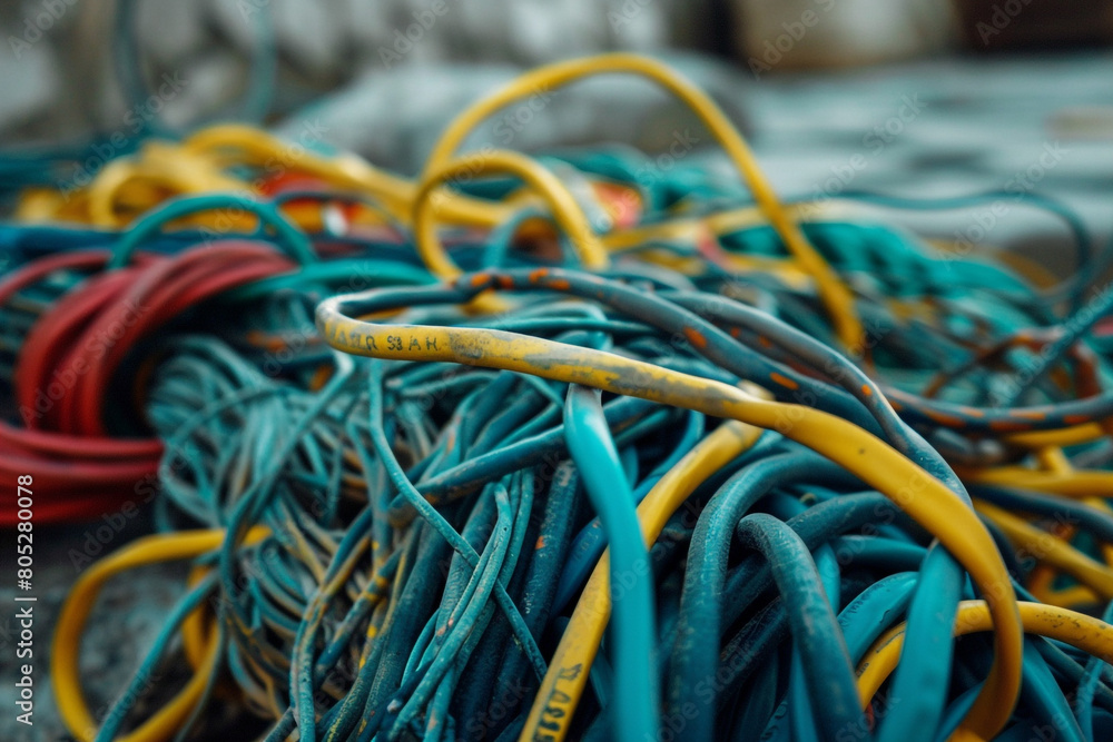 Tangled Ethernet Cables A Visual Pun On The Knotty Problems In Network Infrastructure Stock