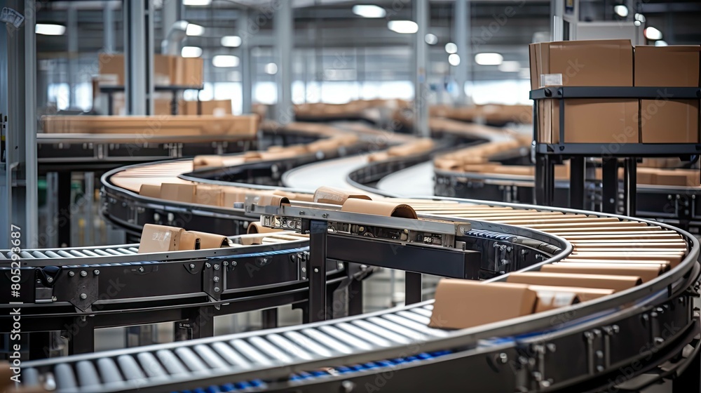 distribution carton conveyor belt Stock Photo | Adobe Stock