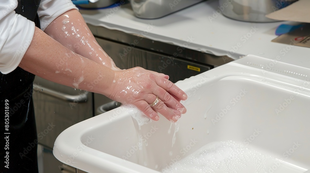 Food safety training, instructor demonstrating proper hand washing ...