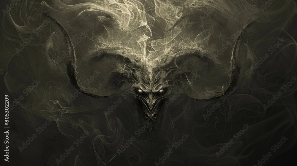 Demonic Entity Shrouded in Dark Energy with ChalkDrawn Details Sinister ...