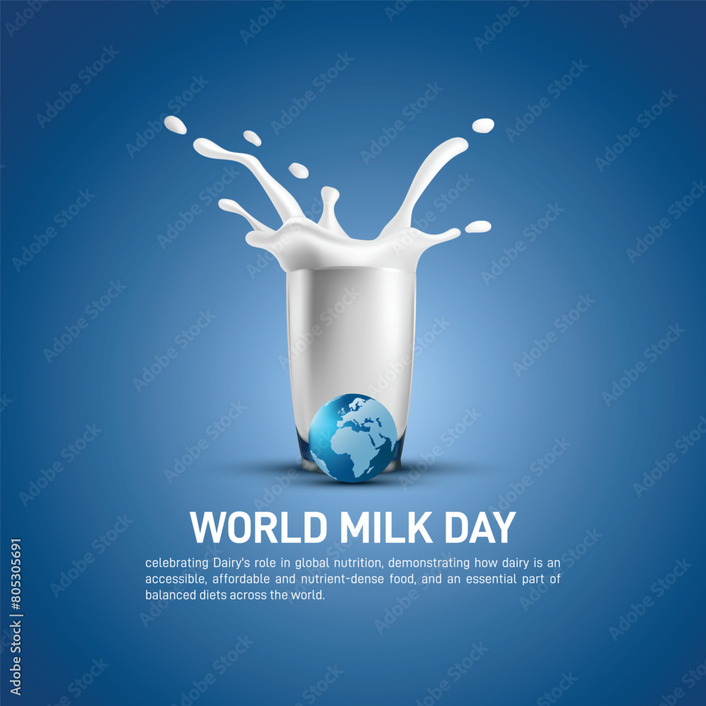World Milk Day. globe milk splashed with a glass of milk, as world milk ...