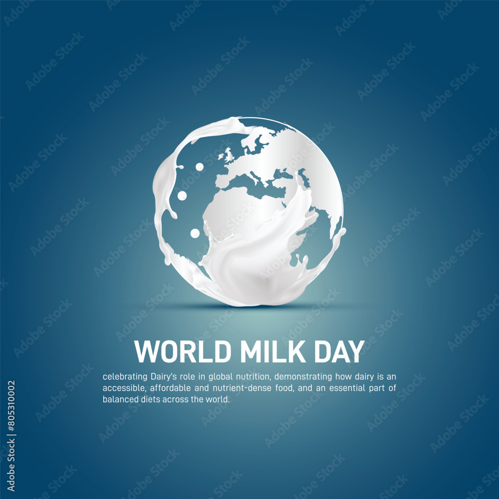 World Milk Day. globe milk splashed with a glass of milk, as world milk ...