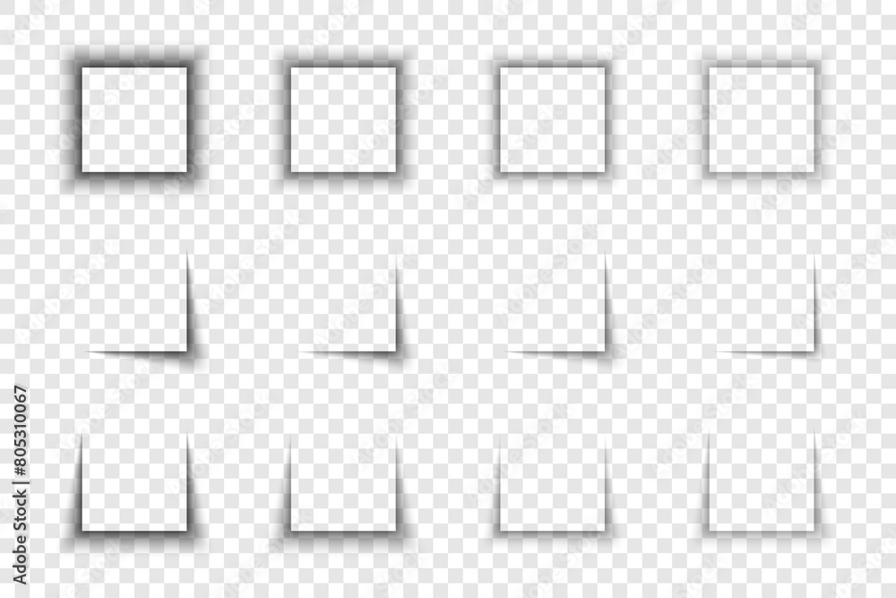 Box and paper shadow with soft edges isolated on transparent background ...