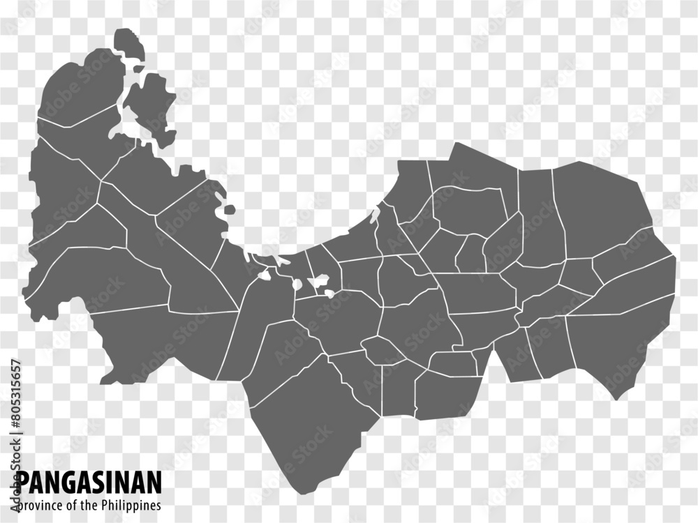 Blank map Pangasinan of Philippines. High quality map Province of ...