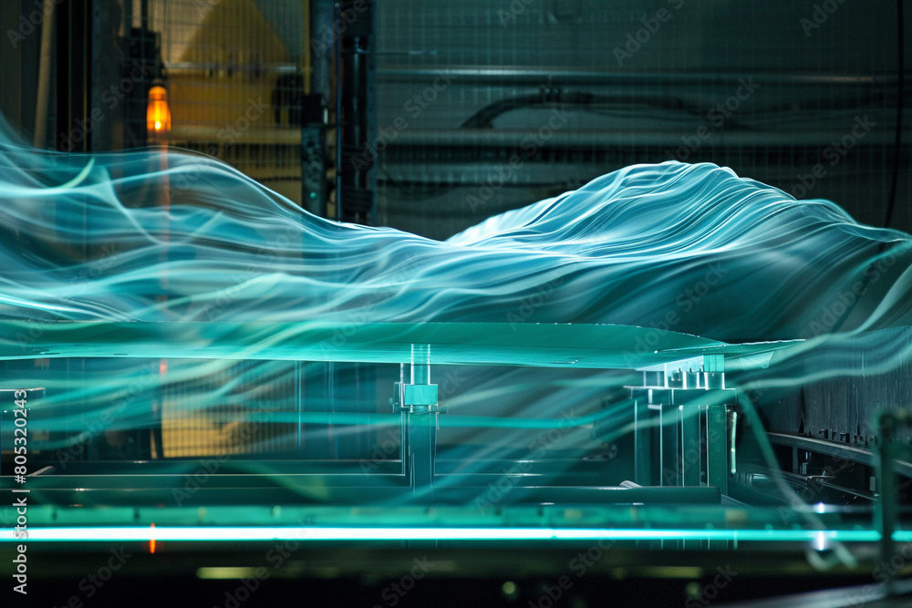 Zoomed-in image of a wind tunnel test for an aircraft wing model ...