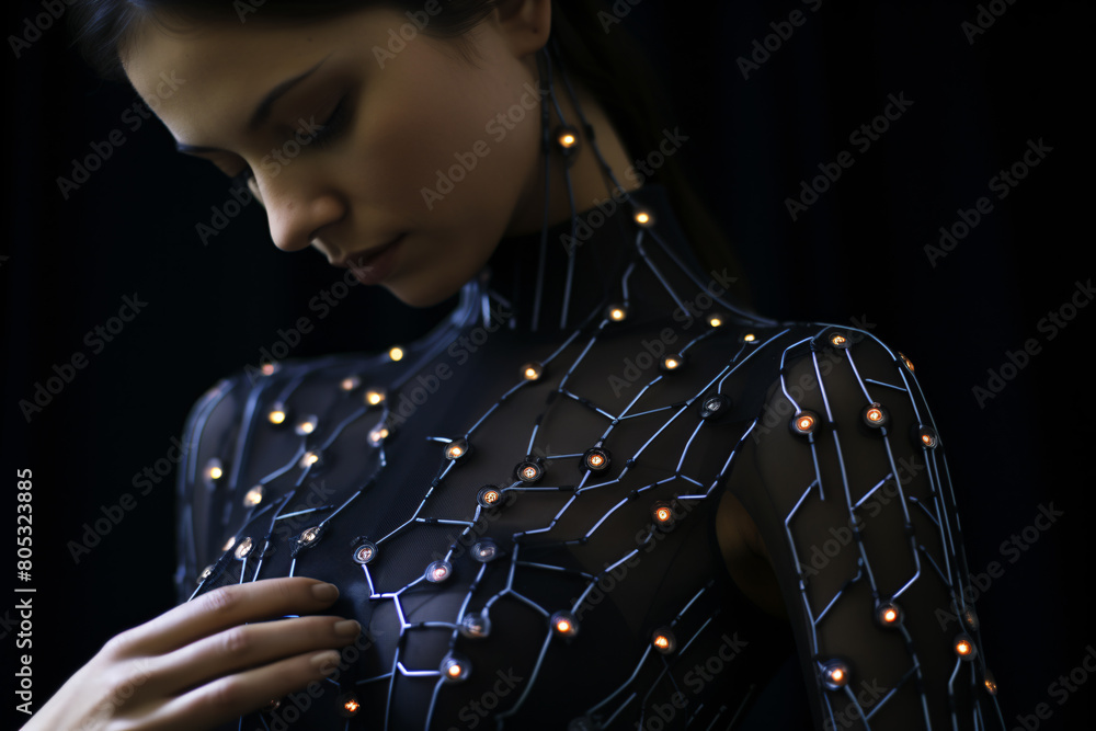 Integration of conductive threads into futuristic piece of wearable ...