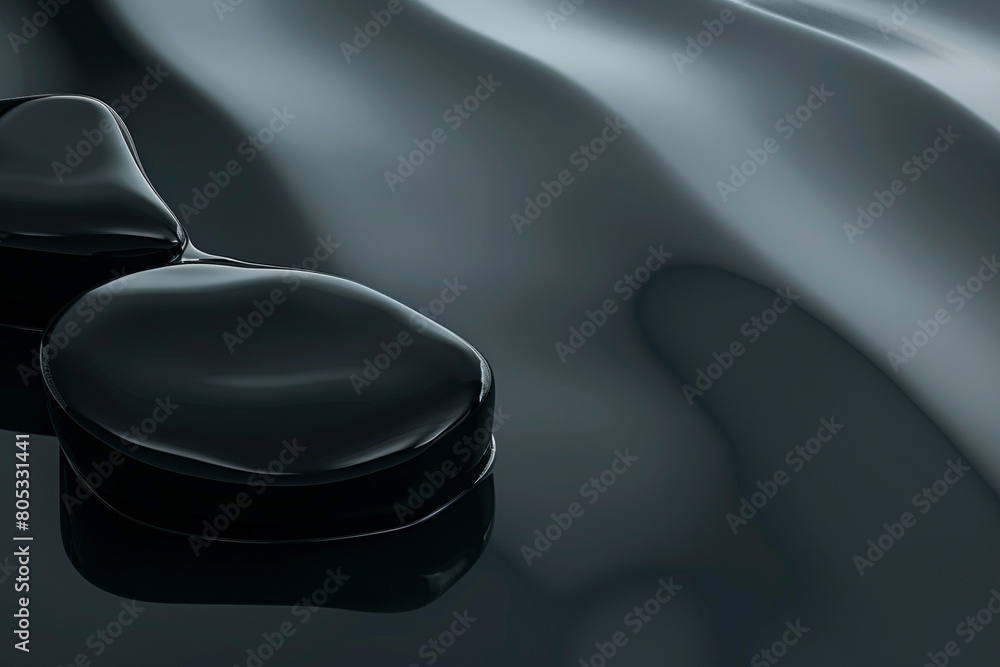 A minimalist background with a smooth, reflective obsidian surface ...