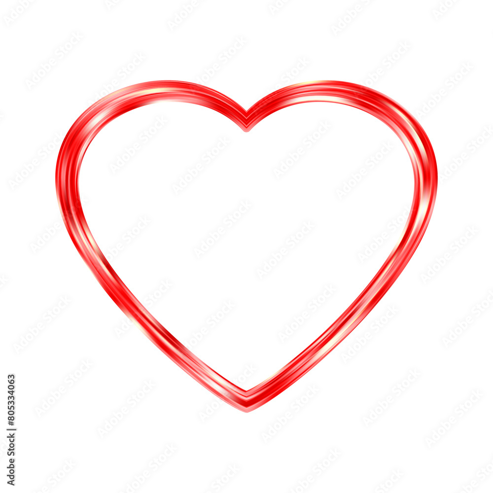 Thin gold heart frame. Golden realistic heart border. Luxury symbol of ...
