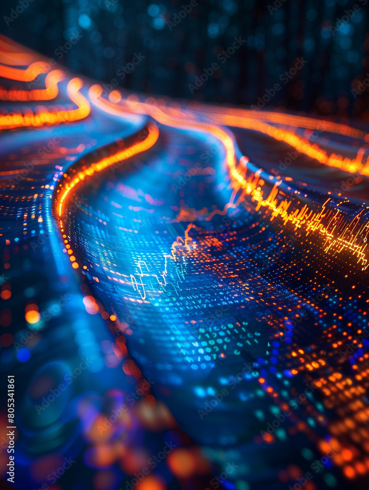 A trading chart path going in the same direction. Consists of blue and ...