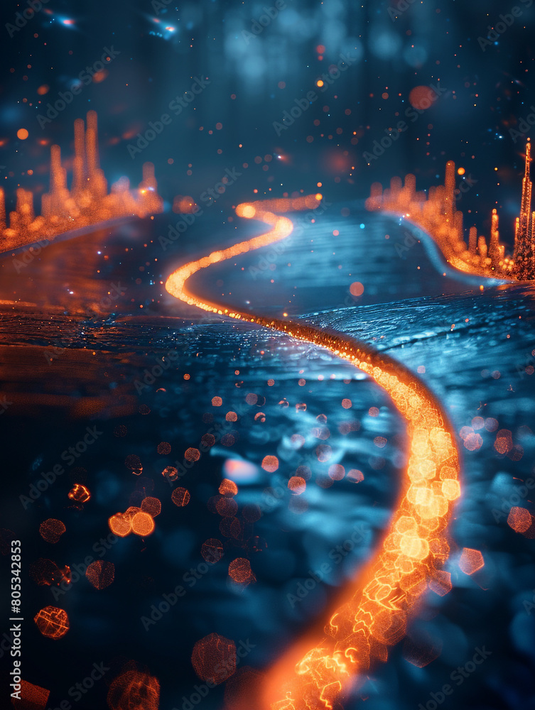 A trading chart path going in the same direction. Consists of blue and ...