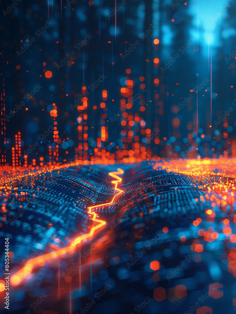 A trading chart path going in the same direction. Consists of blue and ...