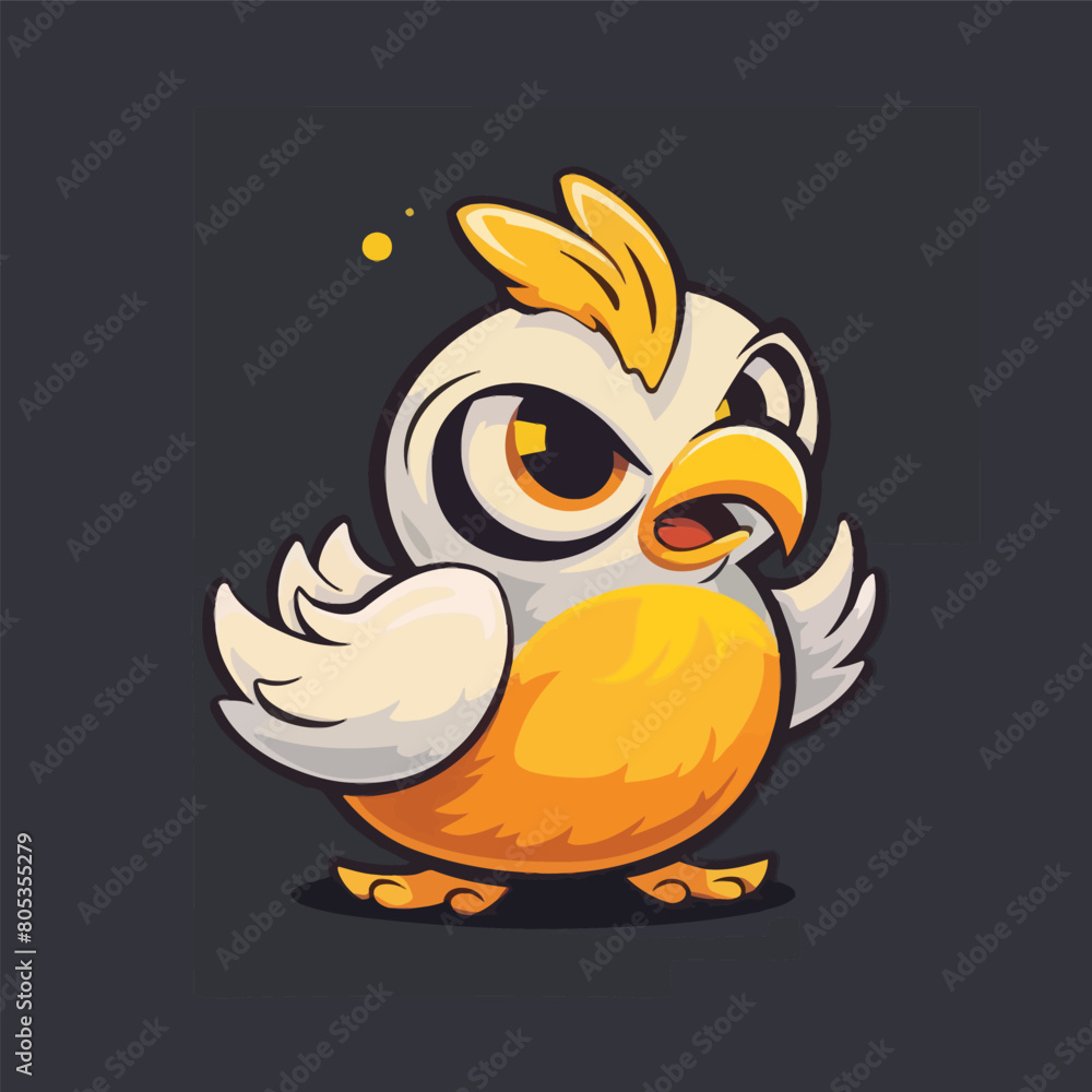 Flat Logo Of Cute Eastern Screech Owl Cartoon Vector Icon Illustration ...