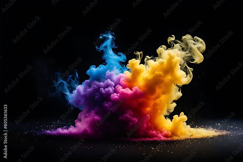 Colorful Rainbow, Holi Paint Colors Colorful Powder Blast Abstract Ink ...