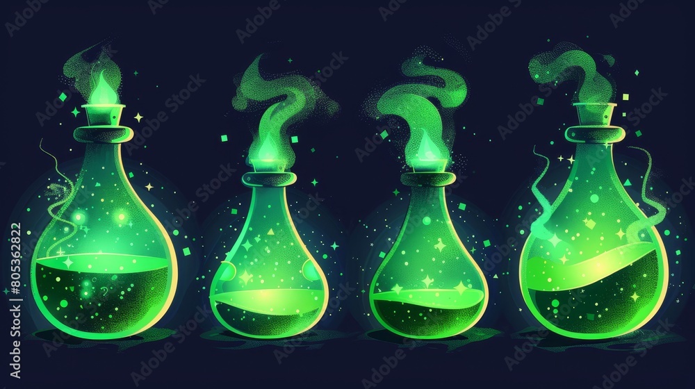 Fotografie, Obraz Animated cartoon stage of glowing and sparkling smoke ...