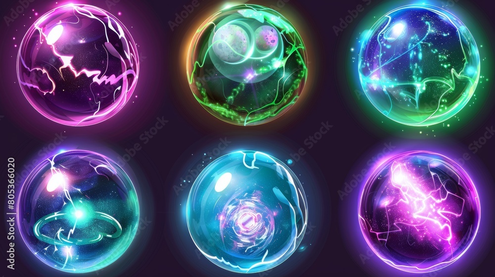 Icon of crystal magic orb of energy. Fantasy circle with fire power. 3D ...