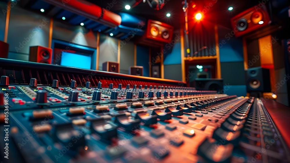 Professional audio control room in a recording studio for sound ...