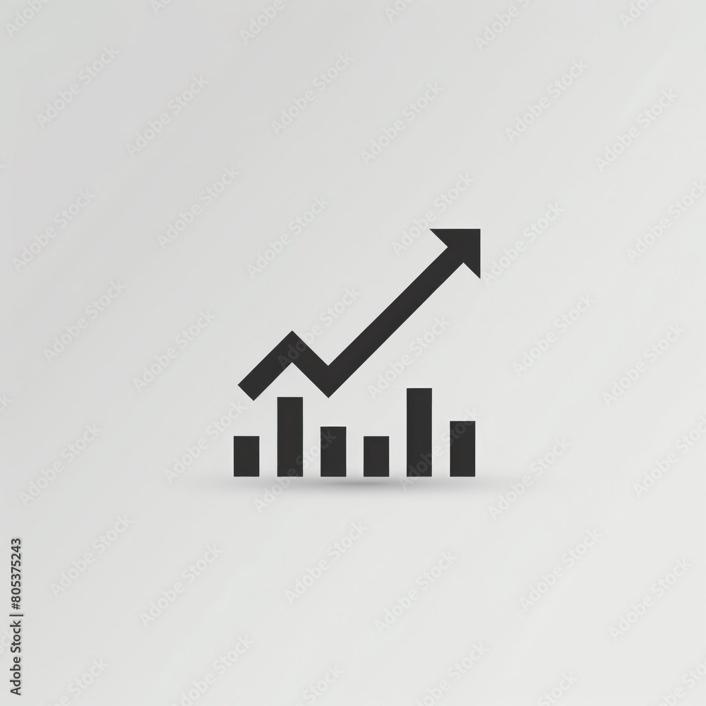 A minimalist icon of a line chart with an arrow pointing upwards ...