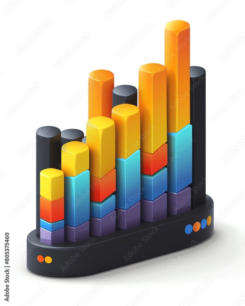 Clean design of a bar chart with descending bars, illustrating a trend ...
